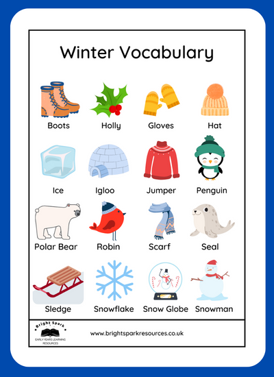 Winter Vocabulary Sheet - Bright Spark Resources