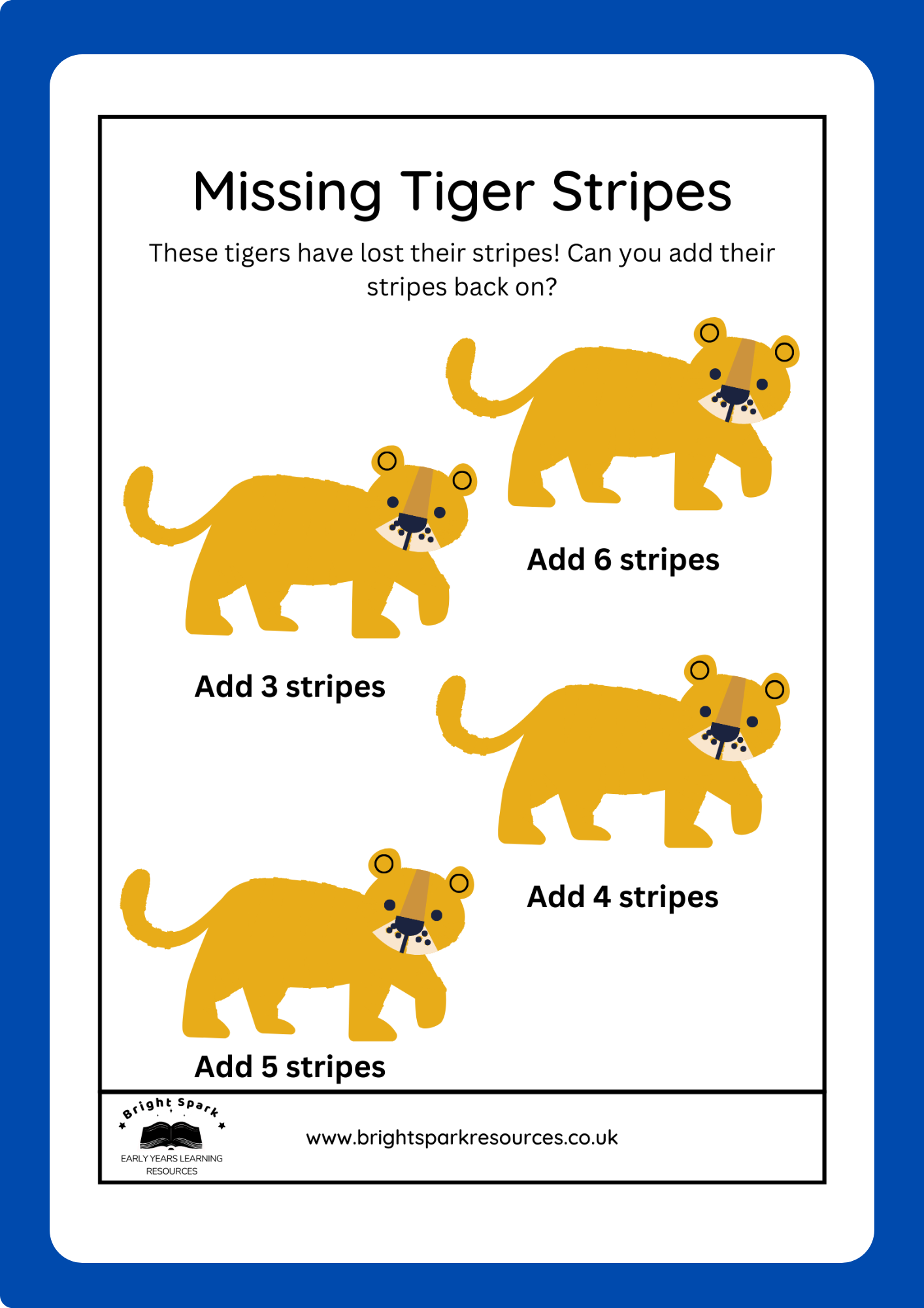 Missing Tiger Stripes Activity Sheet - Bright Spark Resources