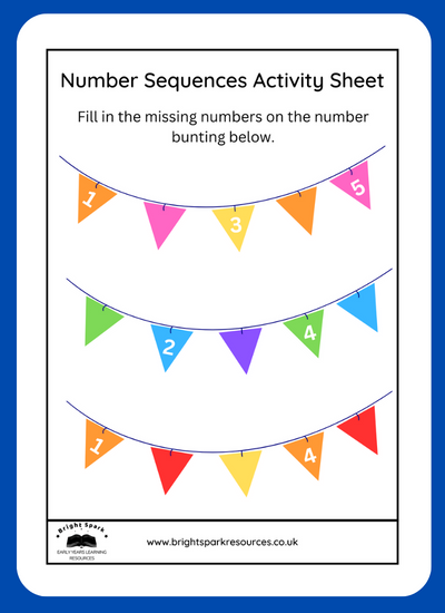 Bunting Number Sequences Activity Sheet - Bright Spark Resources