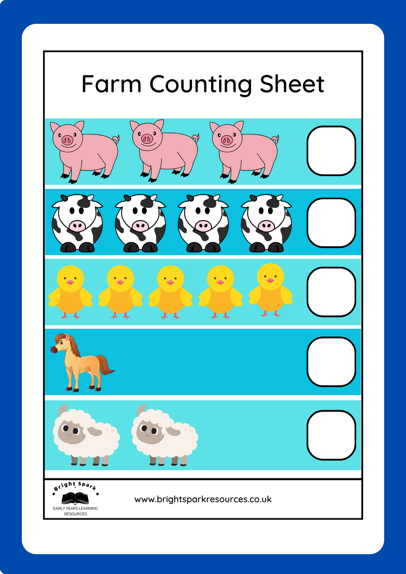 Farm Counting Sheet - Bright Spark Resources