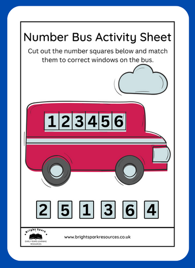 Number Bus Activity Sheet - Bright Spark Resources