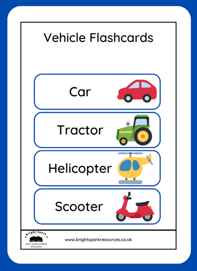 Vehicle Flashcards - Bright Spark Resources