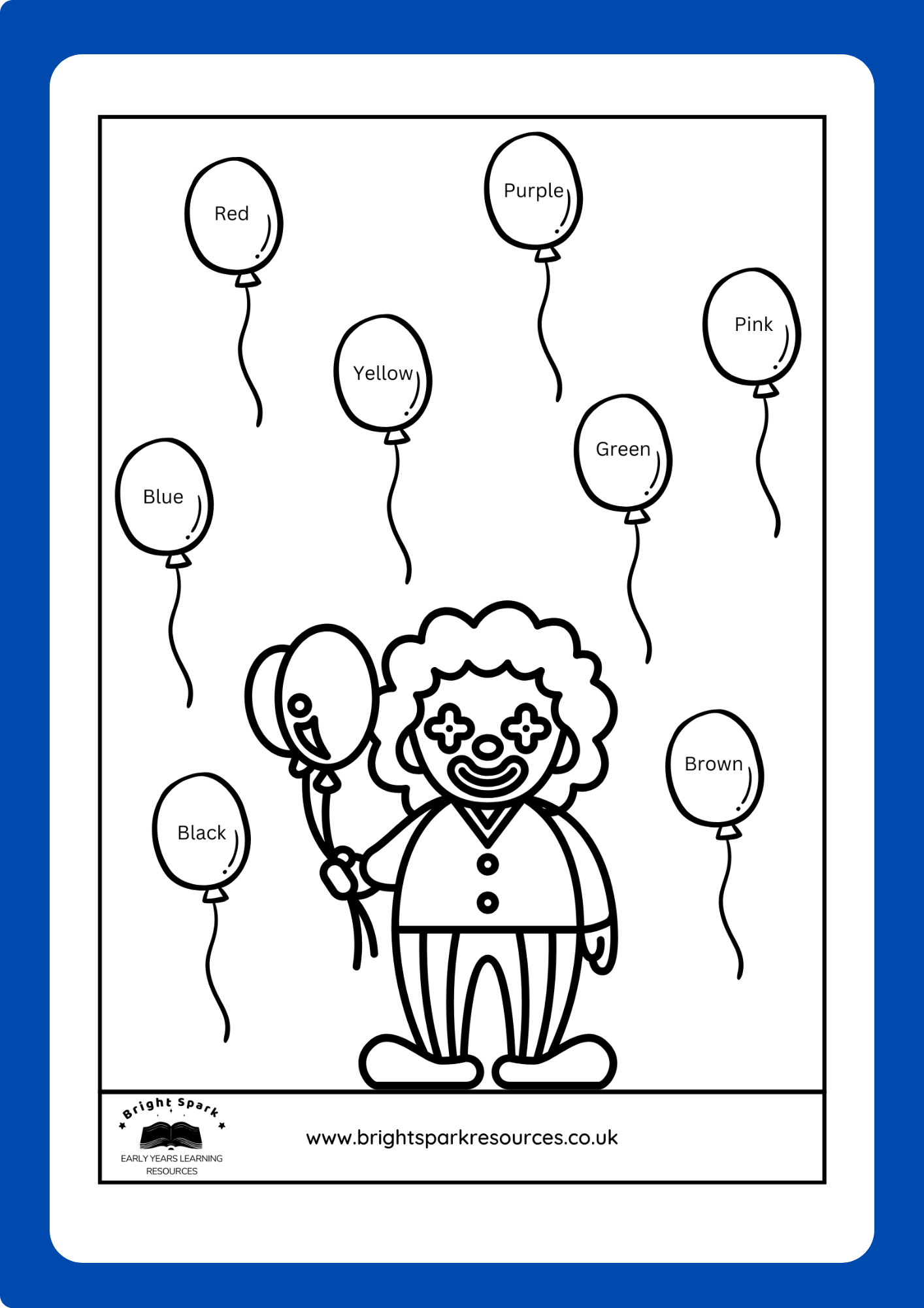 Clowns Balloon Colouring Sheet - Bright Spark Resources