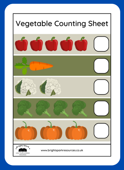 Vegetable Counting Sheet - Bright Spark Resources