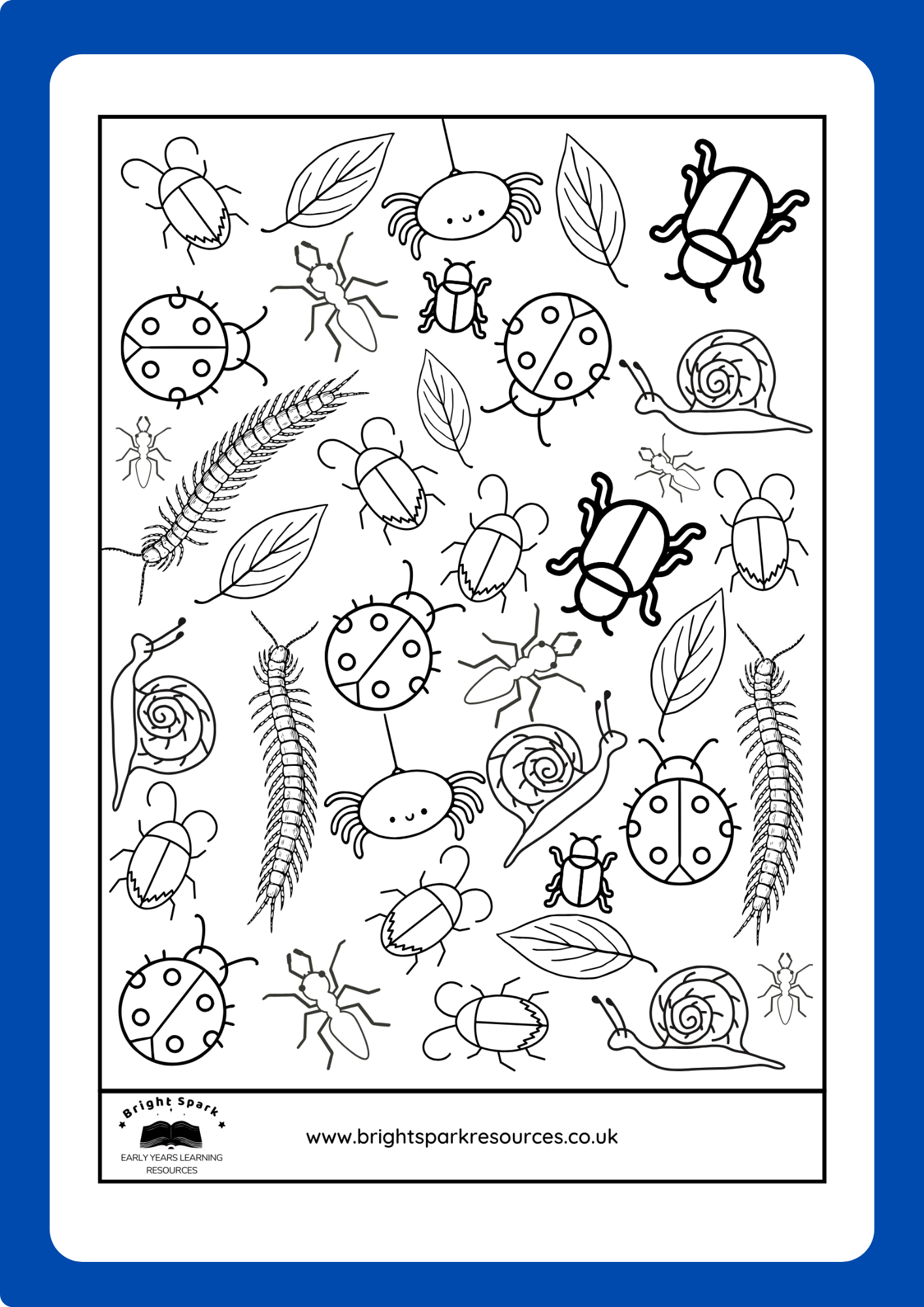 Busy Bugs Colouring Sheet - Bright Spark Resources