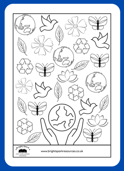 Earth Day Busy Colouring Sheet - Bright Spark Resources