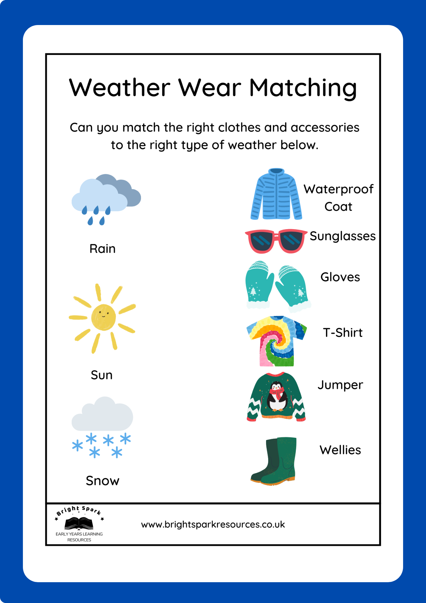 Weather Wear Matching Activity - Bright Spark Resources
