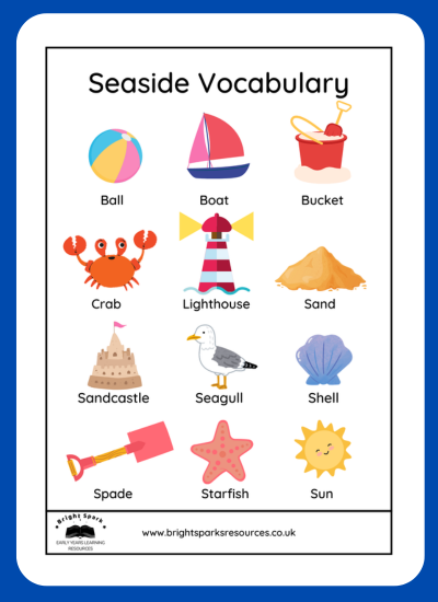 Seaside Vocabulary Sheet - Bright Spark Resources