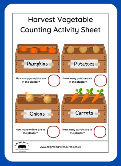 Harvest Vegetable Counting Activity Sheet - Bright Spark Resources