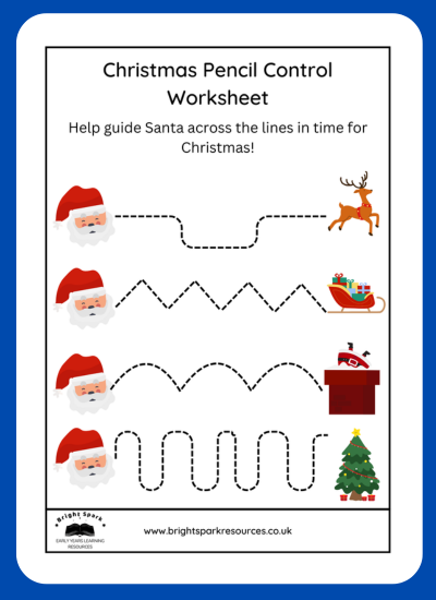 Christmas Pencil Control Worksheet - Bright Spark Resources