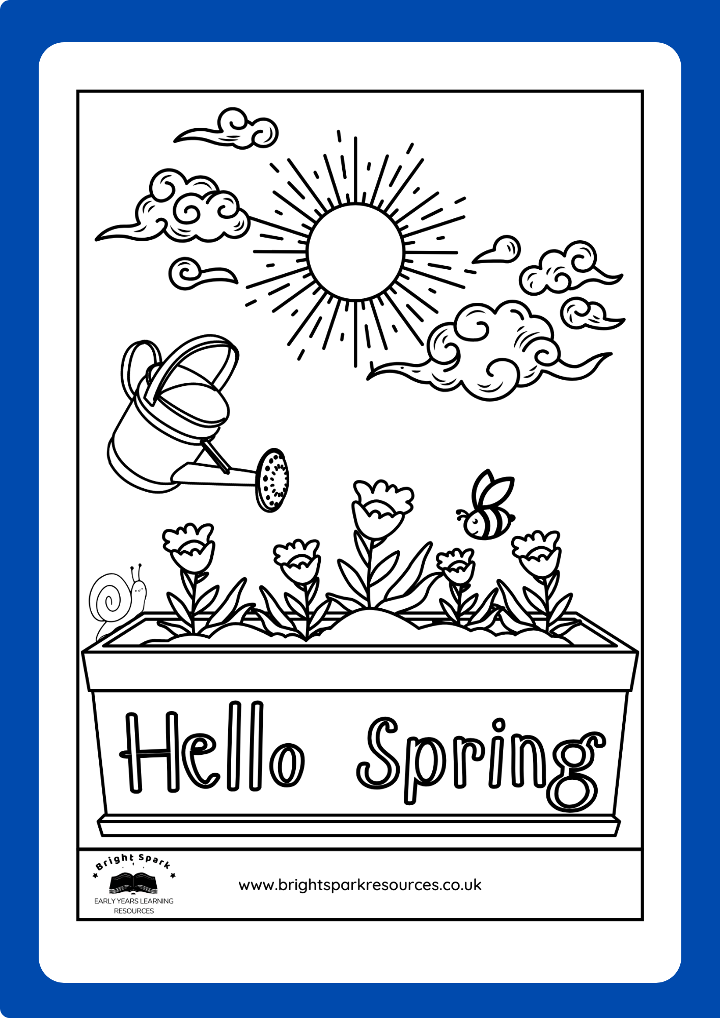 Hello Spring Colouring Sheet - Bright Spark Resources