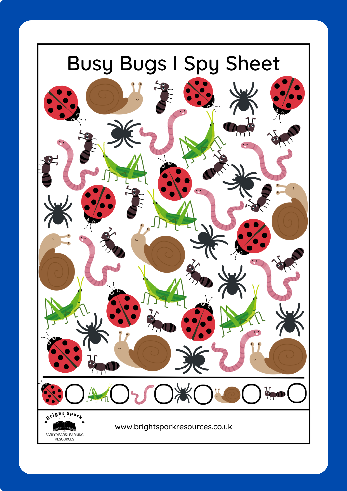 Busy Bugs I Spy Sheet - Bright Spark Resources