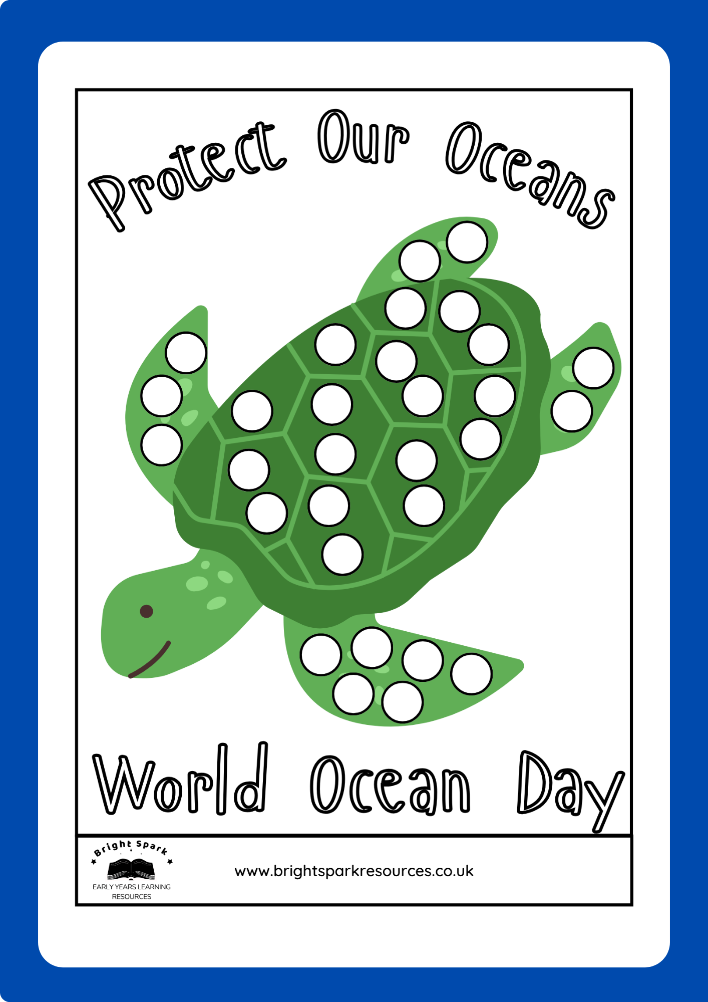 Sea Turtle World Ocean Day Fingerprint Activity - Bright Spark Resources
