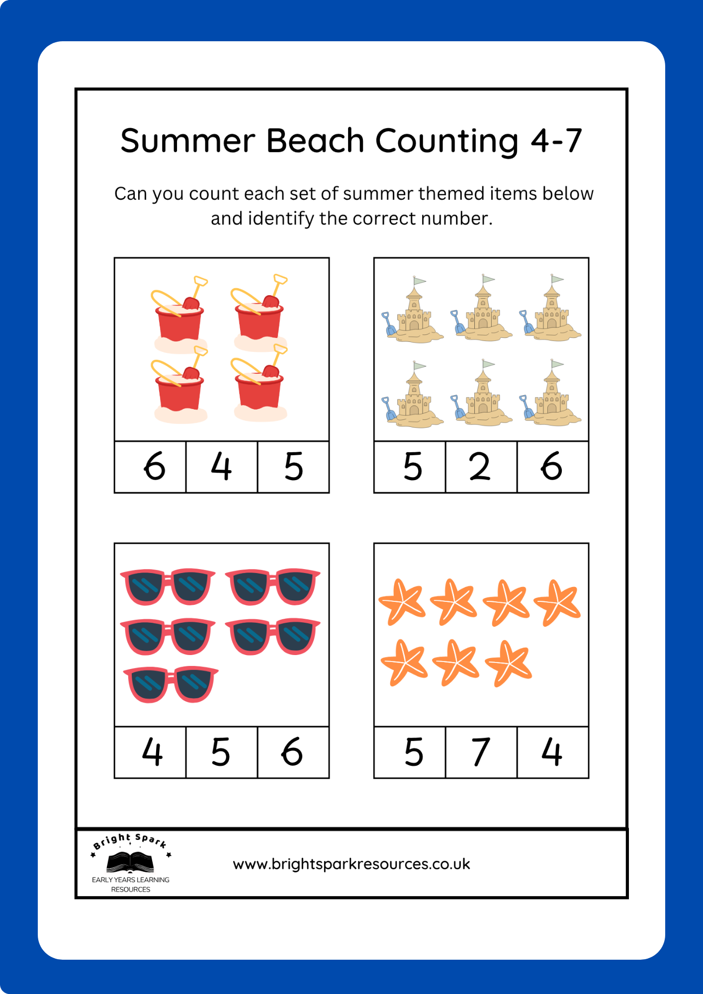 Summer Beach Counting 4-7 - Bright Spark Resources