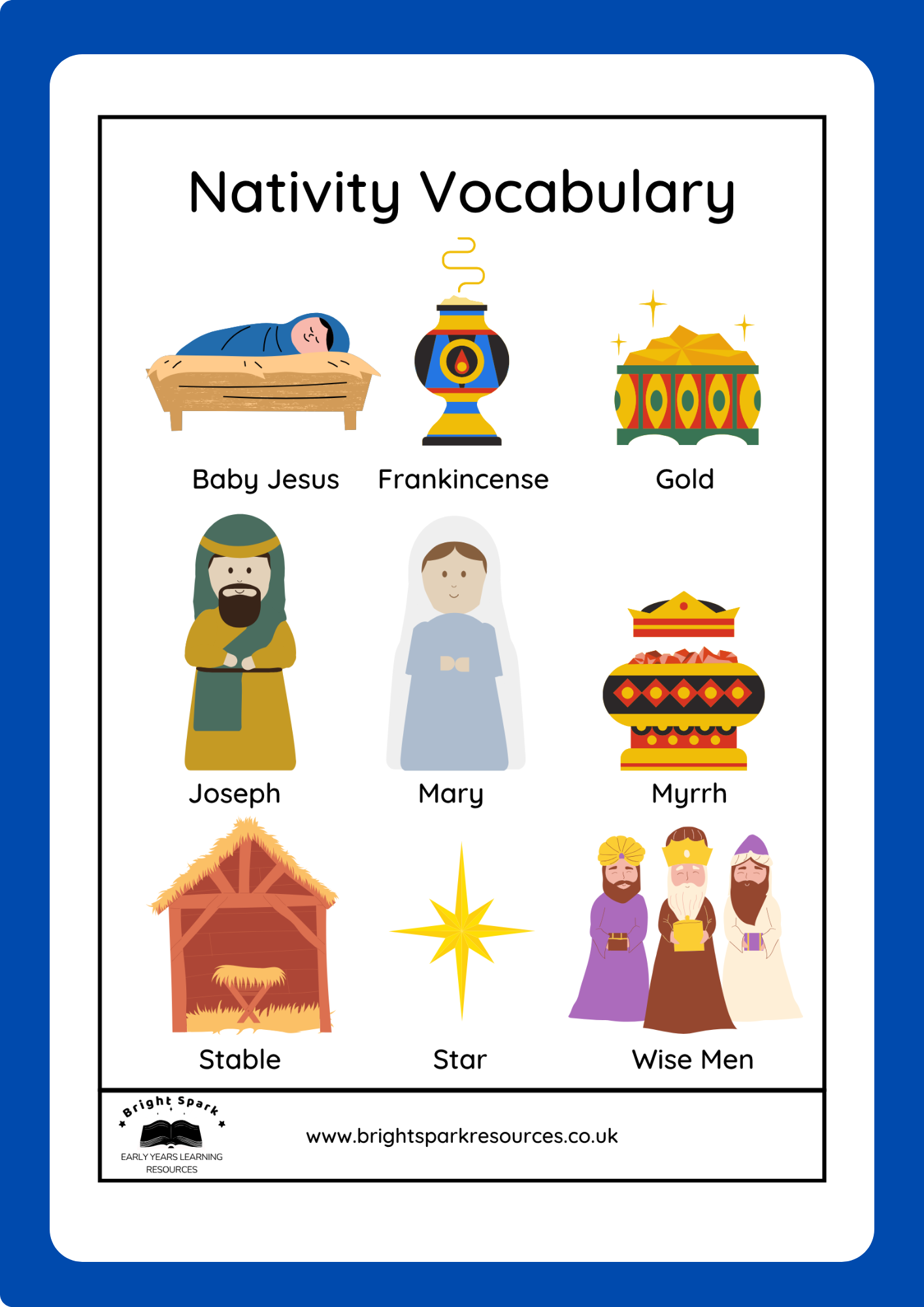 Christmas Nativity Vocabulary Sheet - Bright Spark Resources