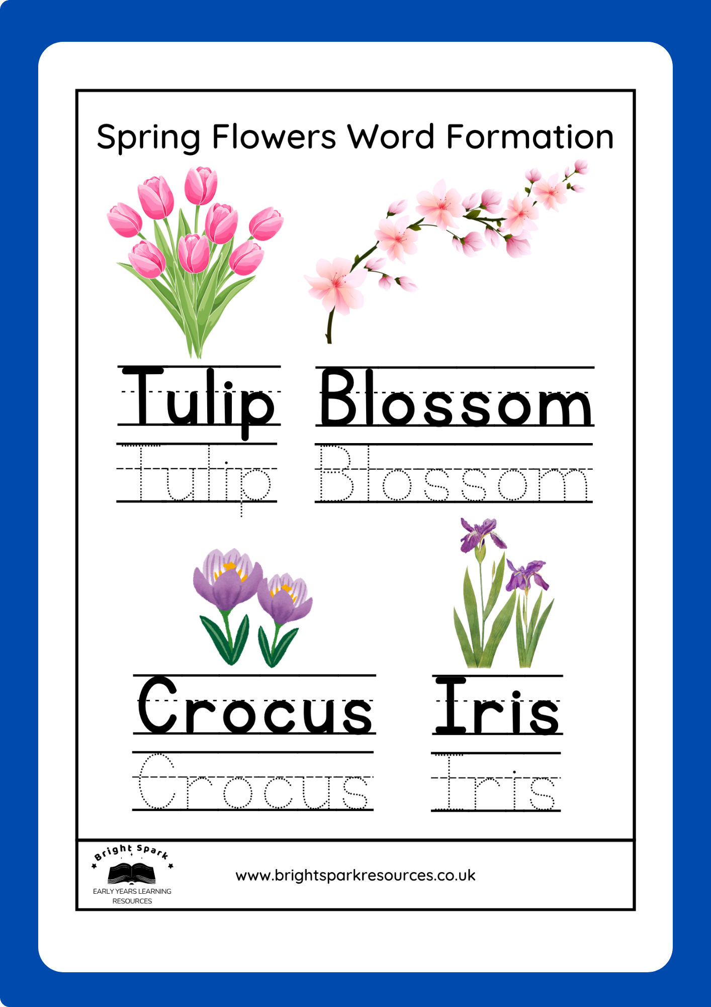Spring Flowers Word Formation Worksheet - Bright Spark Resources